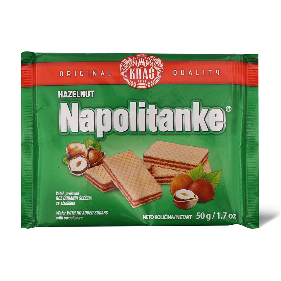 Kras | Napolitanke Hazelnut bez secera 50g | Maxi