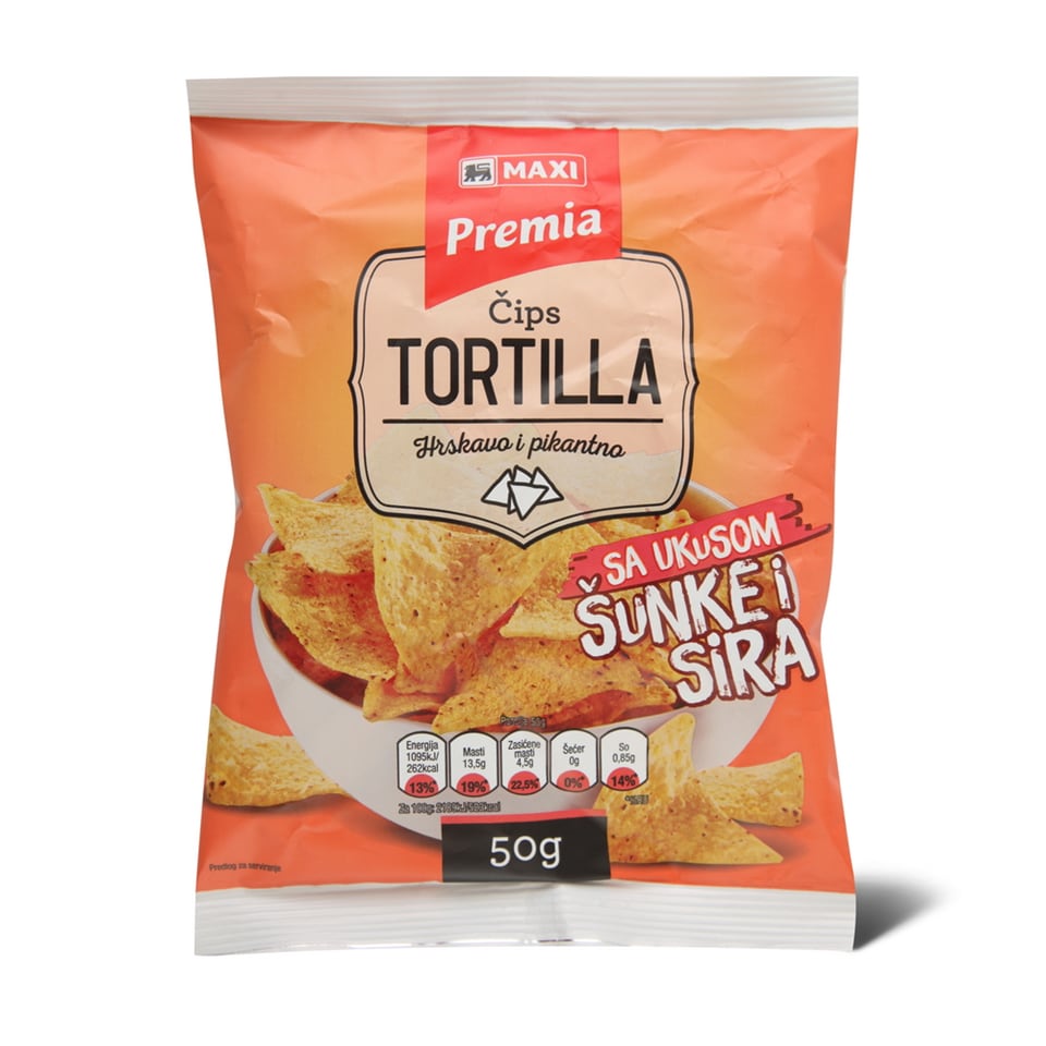 Premia | Tortilja Premia Sunka-Sir 50g | Maxi