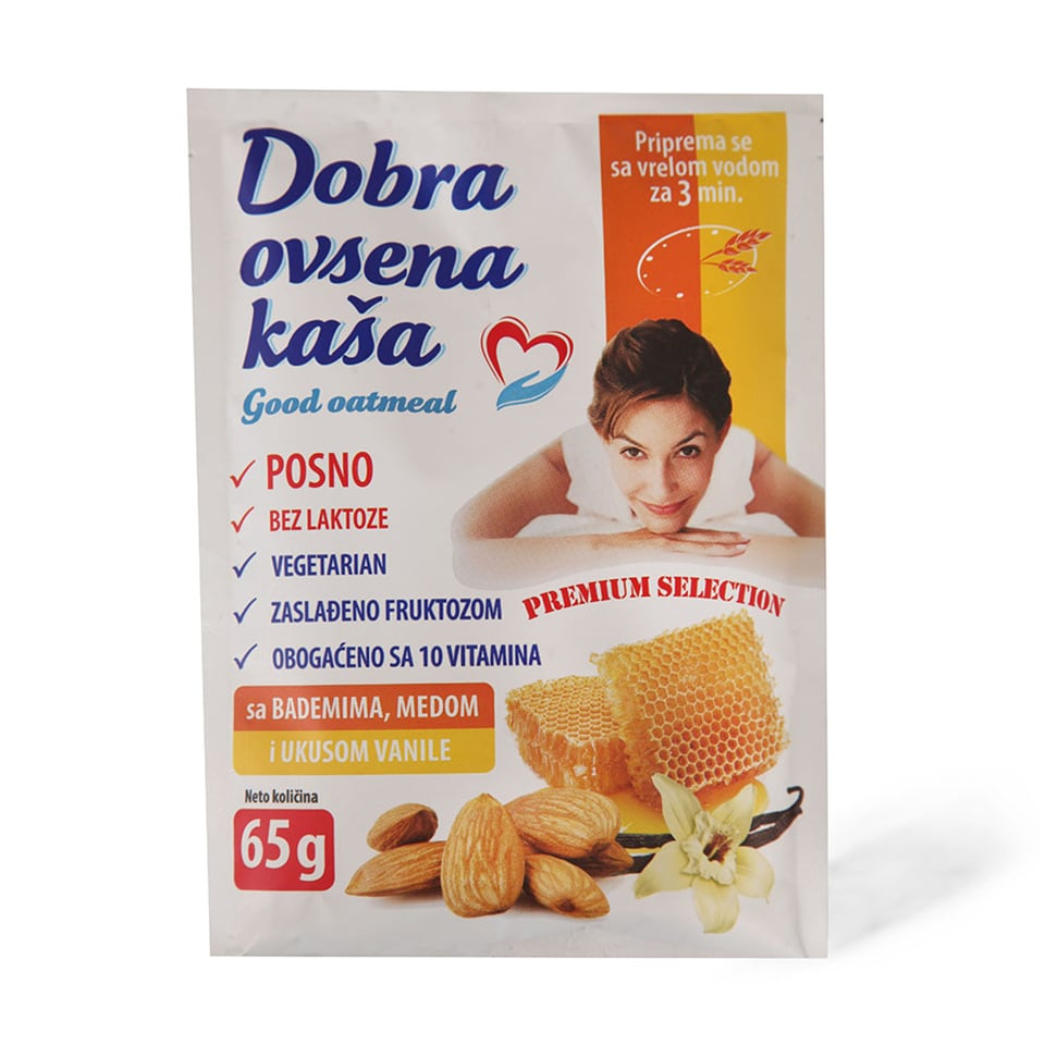 Dobra ovsena kasa | Dobra ovs.kasa badem,med, vanila 65g | Maxi