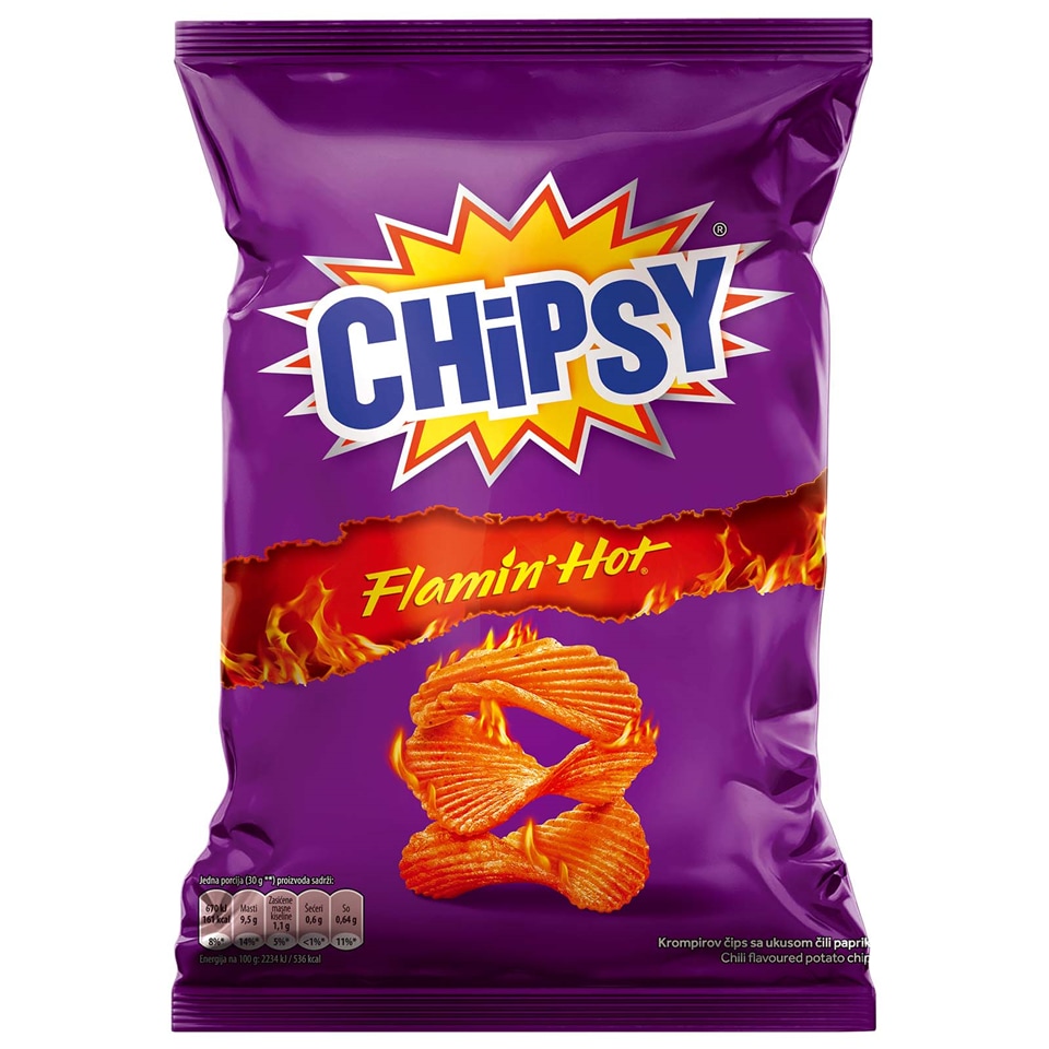Chipsy | Cips rebrasti Flamin' Hot Chipsy 55g | Maxi Chipsy | Cips rebrasti Flamin' Hot Chipsy 55g | Maxi