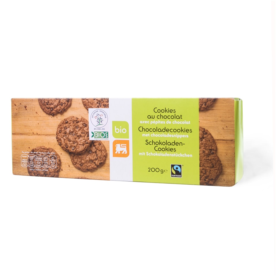 Delhaize Bio | Keks Cookies cokolada Delhaize Bio 200g | Maxi