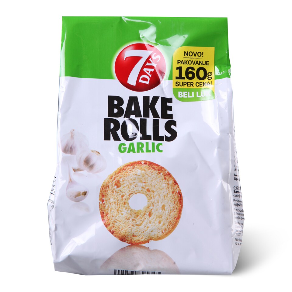 7 Days | Dvopek Bake Rolls Garlic 160g | Maxi