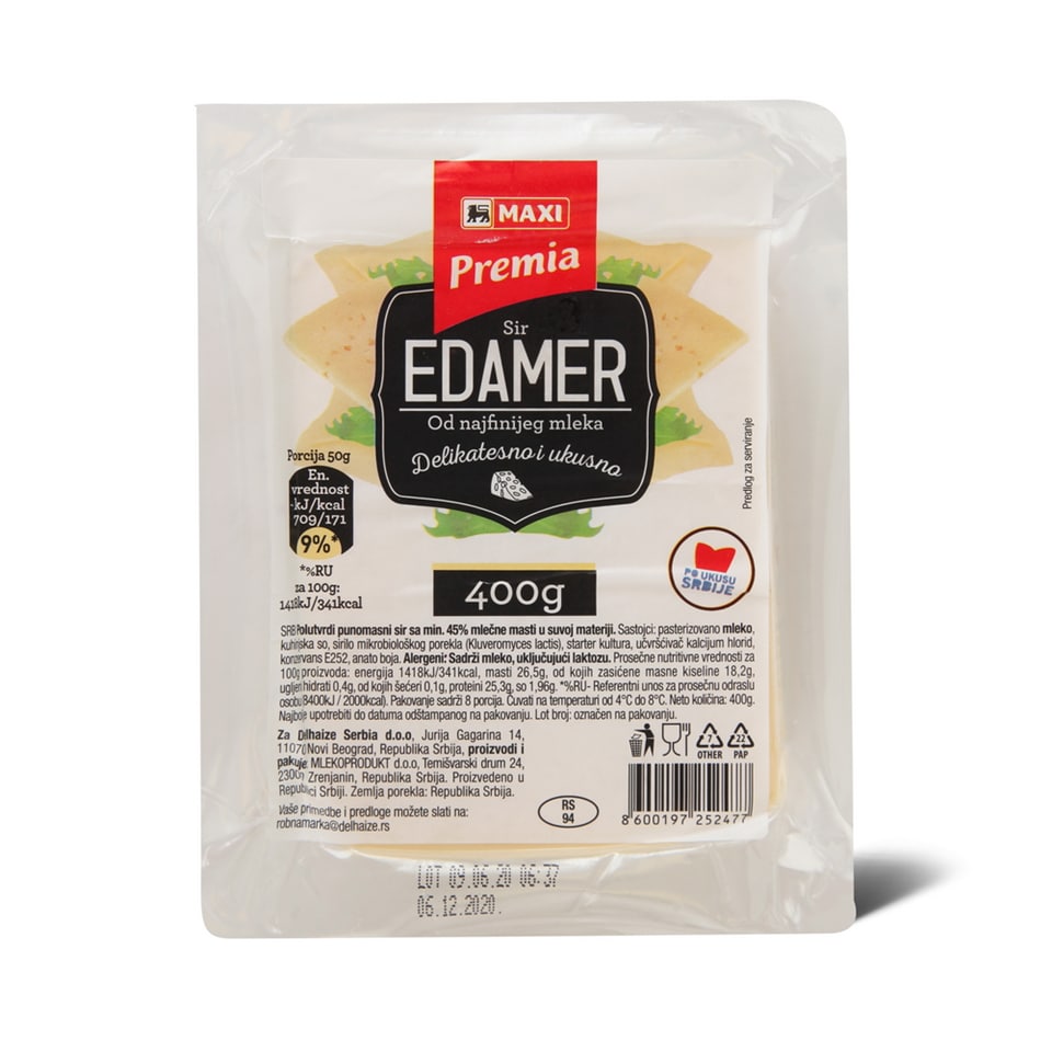 Premia | Sir Edamer 45%mm Premia 400g | Maxi