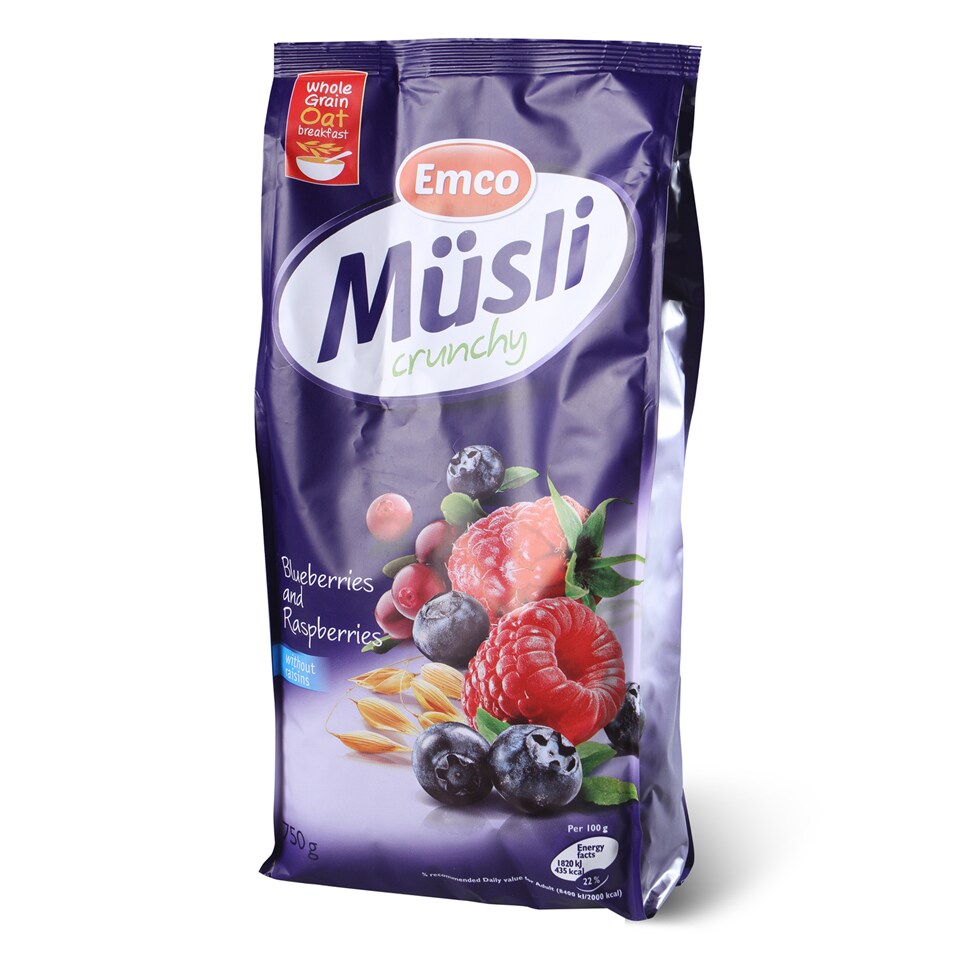 EMCO | Musli Crunchy borovnica,malina Emco 750g | Maxi