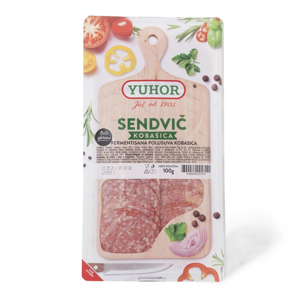 Yuhor | Sendvic kobasica Yuhor 100g | Maxi