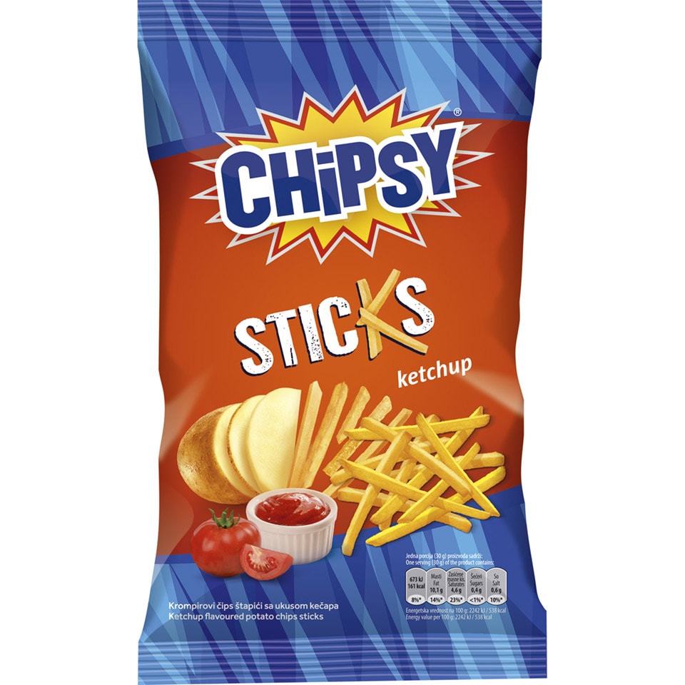 Chipsy | Cips Chipsy Ketchup stapici 90g | Maxi