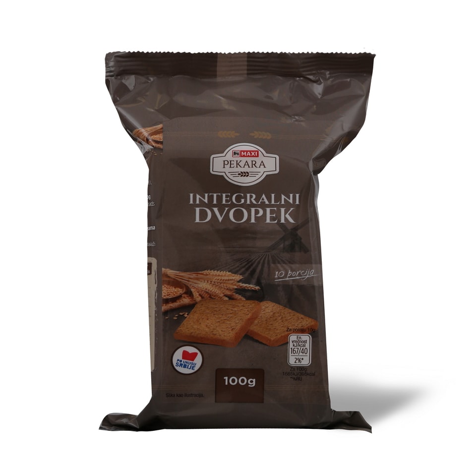 Maxi pekara pakovani proizovd | Dvopek integralni Premia 100g | Maxi