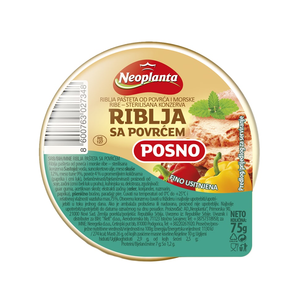 Neoplanta | Pasteta riblja sa povrcem Neoplanta 75g | Maxi