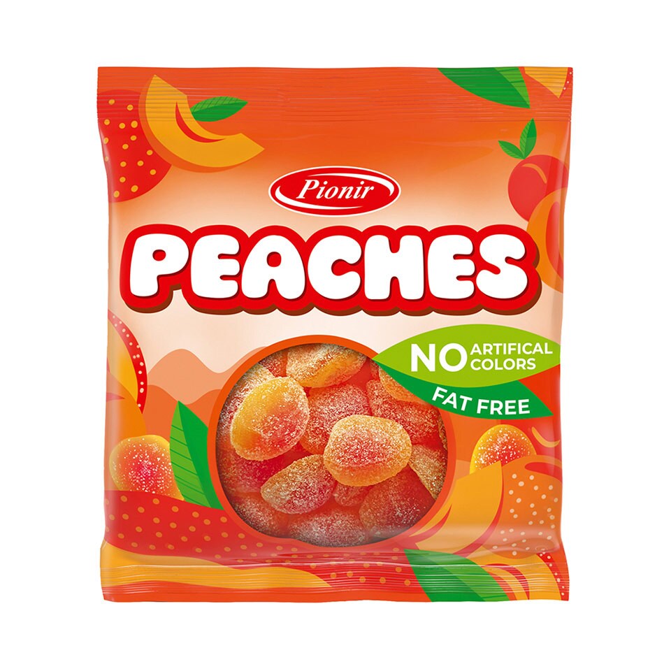 Pionir | Bombone gumene Peaches Pionir 100g | Maxi