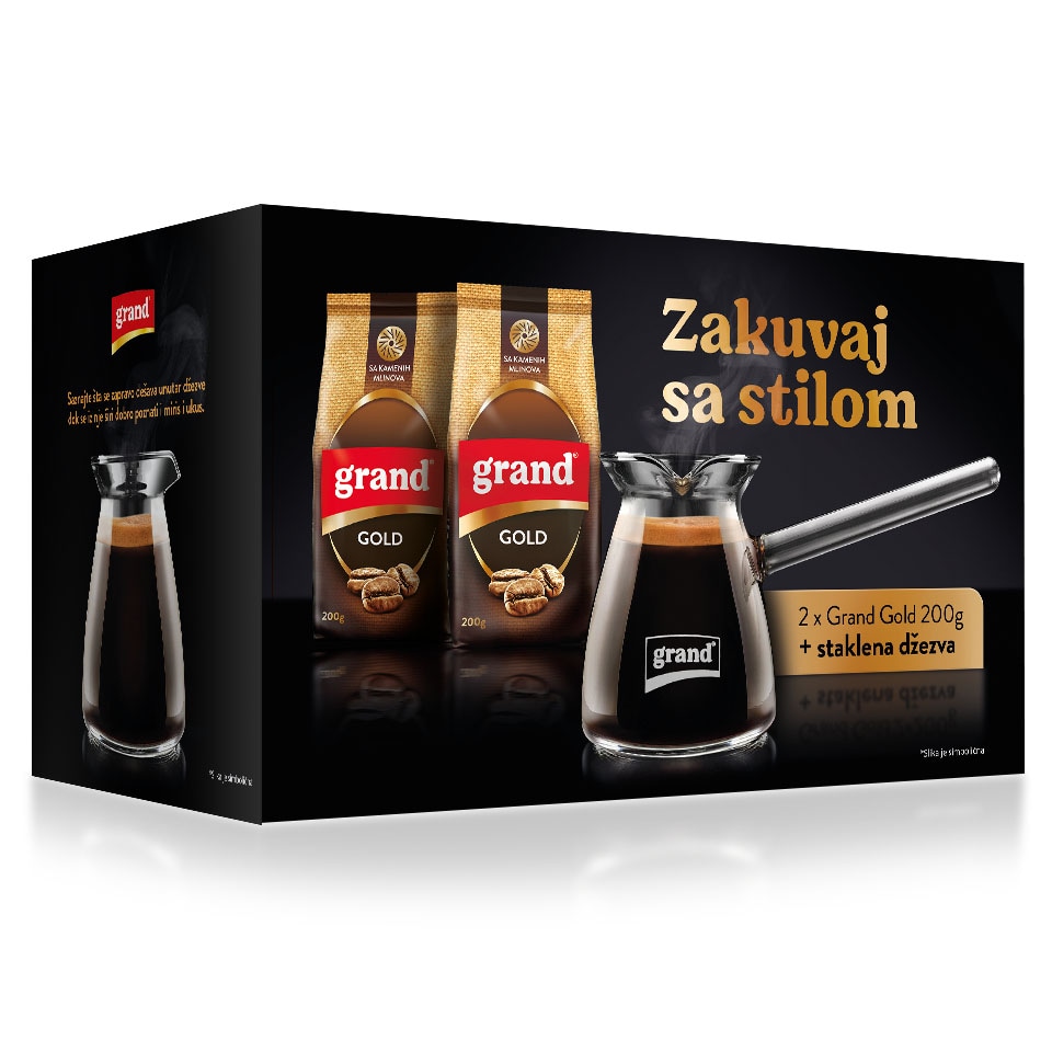 Grand | Kafa Grand Gold 2x200g+ staklena dzezva | Maxi