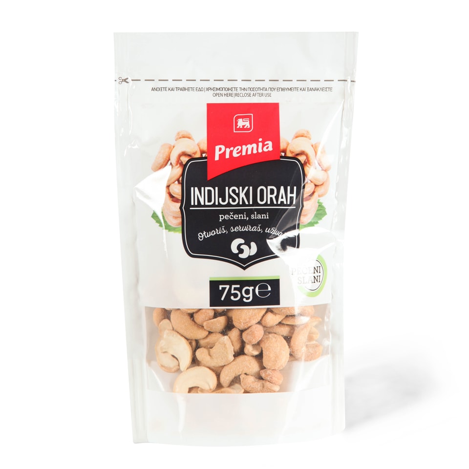 Premia | Indijski orah suvop.slani Premia 75g | Maxi
