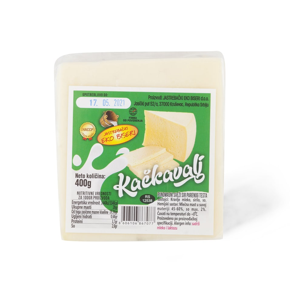 JASTREBACKI EKO BISERI DOO | Kackavalj - svezi sir par. testa 0,4kg | Maxi