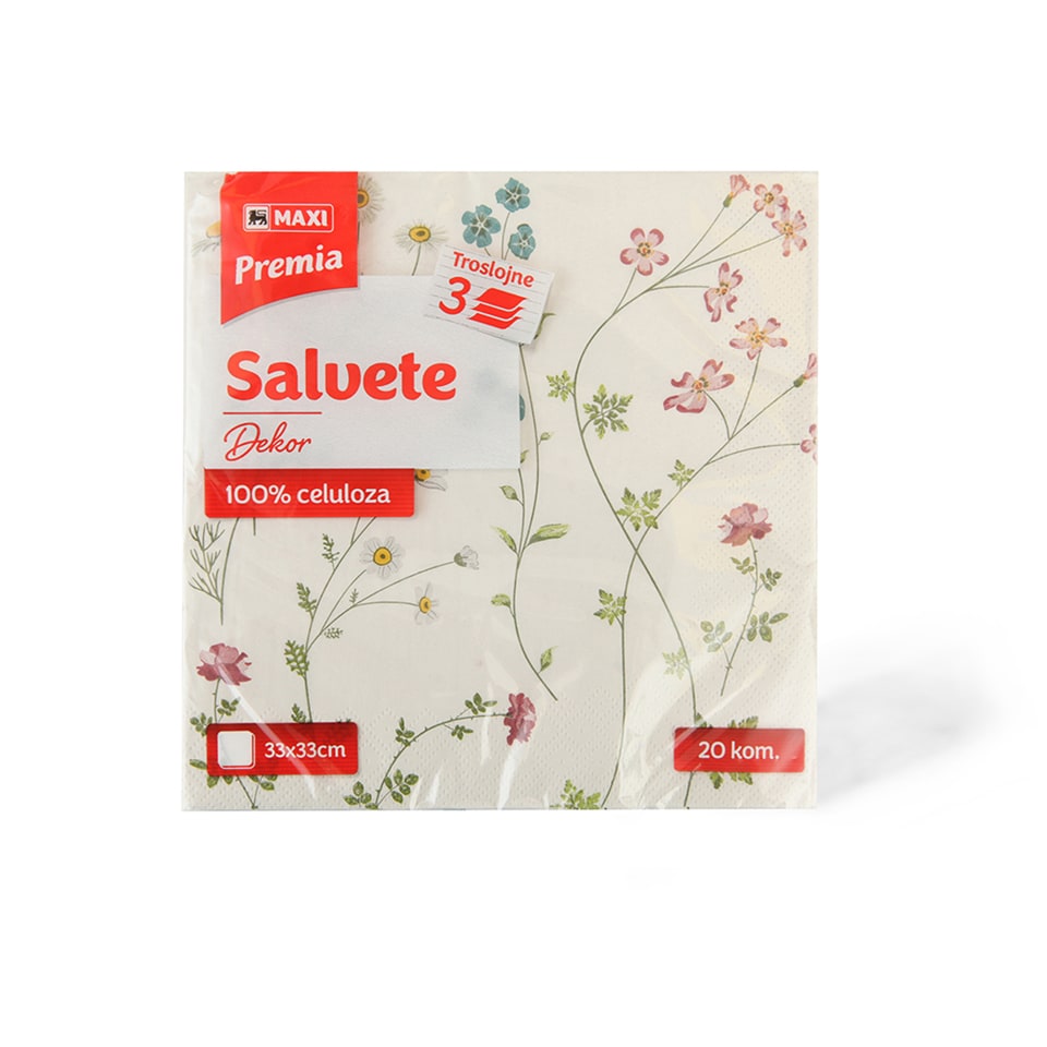 Maxi | Salvete Premia Dekor 3 33/20 3SL Cvetne | Maxi