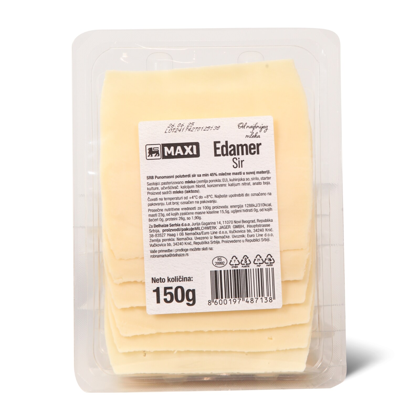 Maxi | Sir Edam Maxi slajs 150g | Maxi