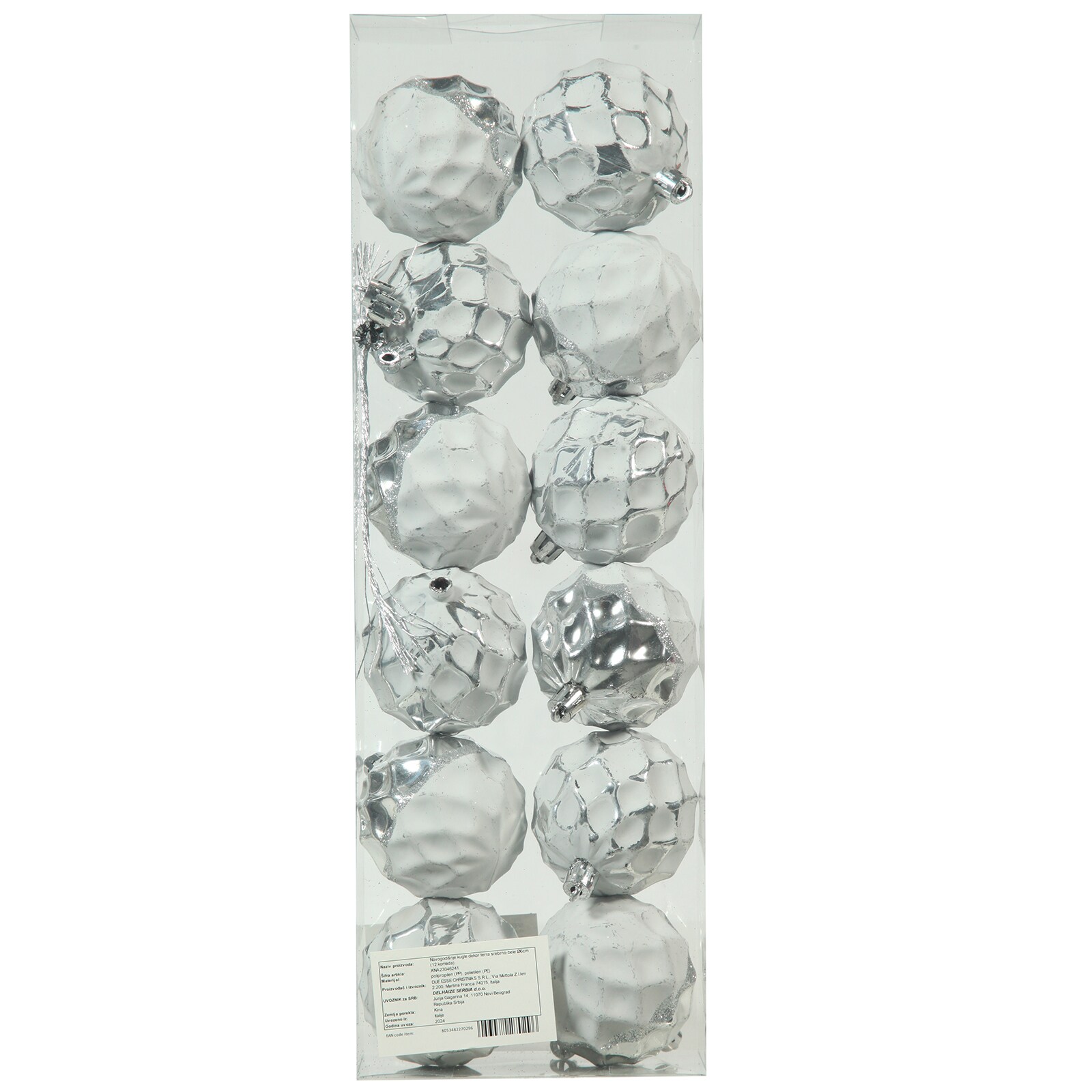 DUE ESSE CHRISTMAS S.R.L. | NG kugle srebrno-bele 6cm 12kom 6241 | Maxi