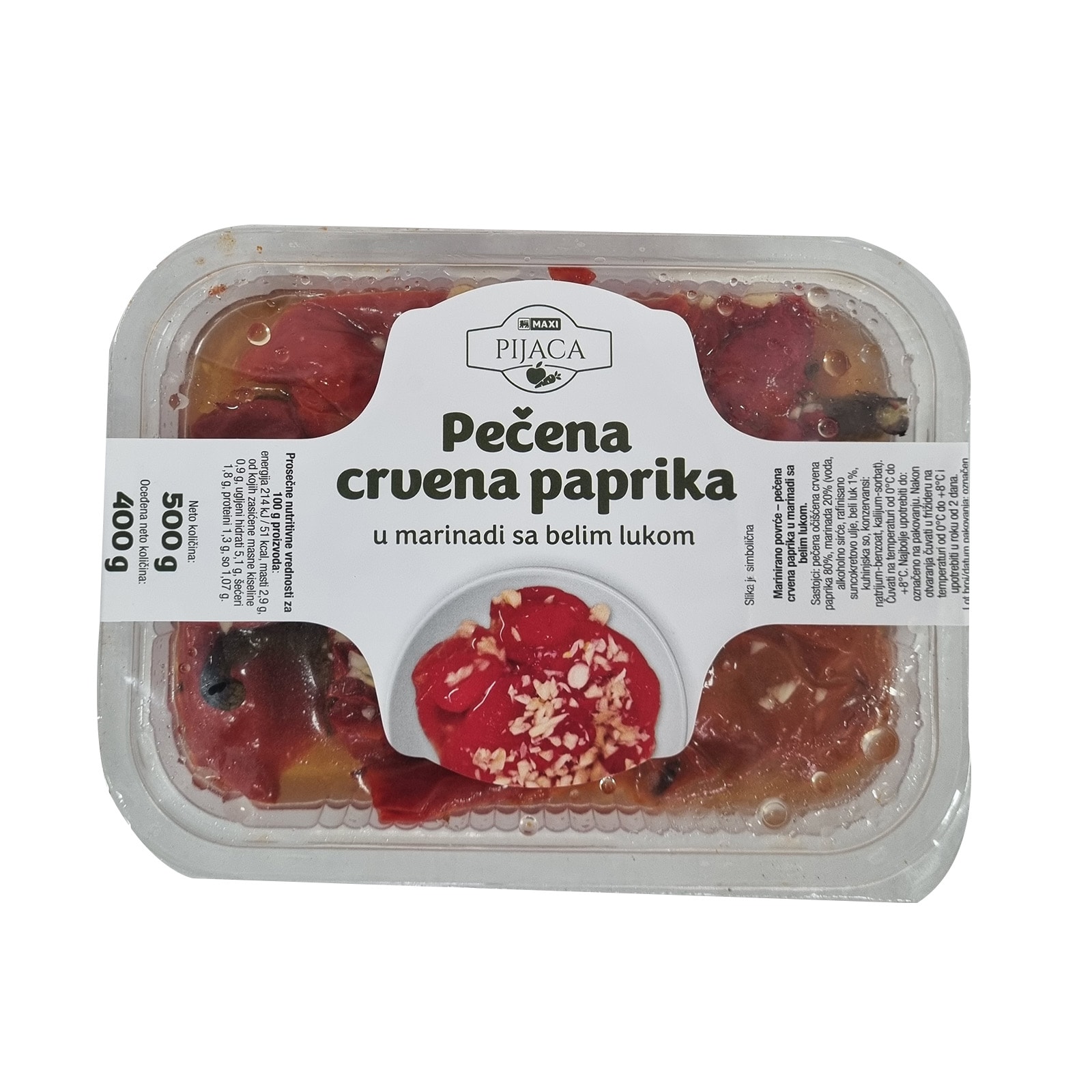 Maxi pijaca | Paprika crvena pecena sa belim lukom 500 | Maxi