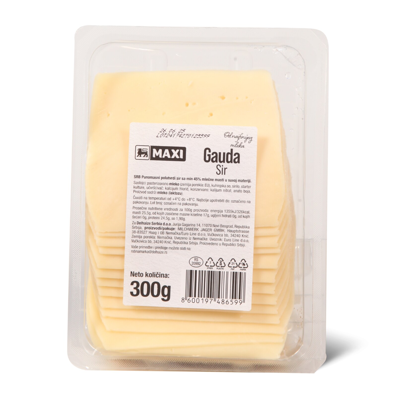 Maxi | Sir Gouda 45% Maxi slajs 300g | Maxi