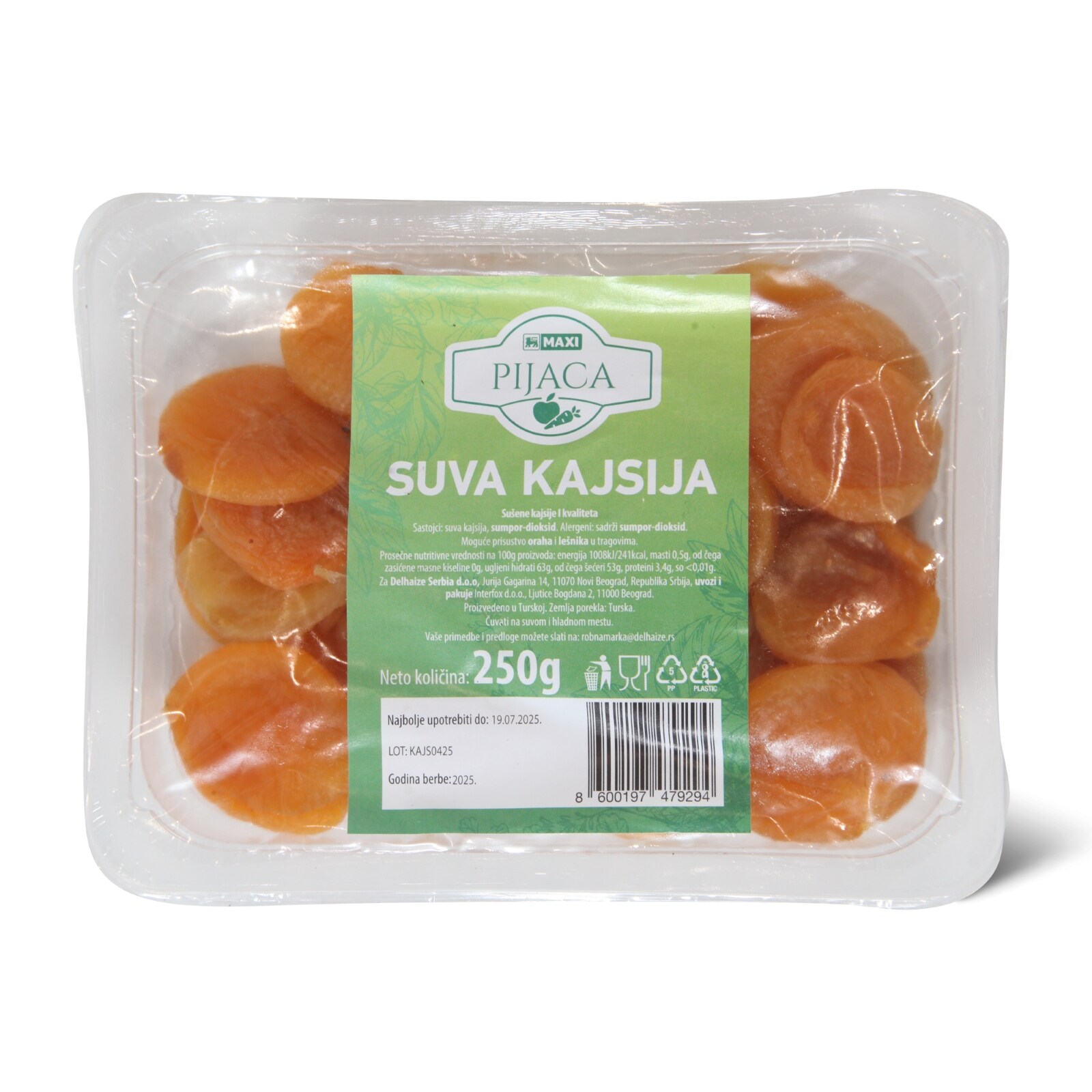 Maxi pijaca pakovan proizvod | Kajsija suva 250g | Maxi