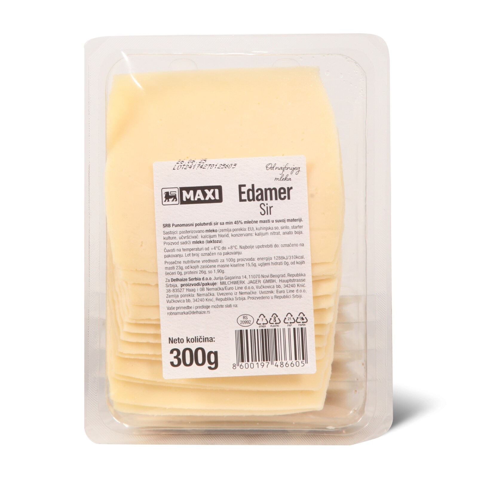 Maxi | Sir Edam 45% Maxi slajs 300g | Maxi