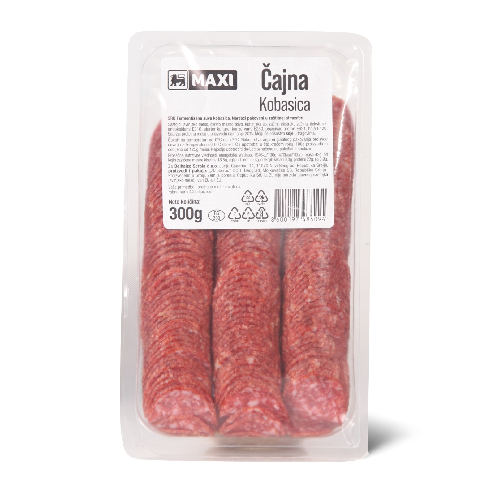 Maxi | Cajna kobasica vak.slajs Maxi 300g | Maxi